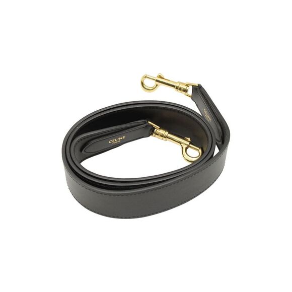 Celine | Accessories | Celine Long Strap In Black Calfskin Leather ...